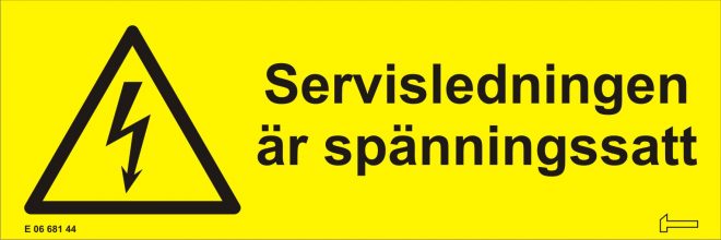 Hammarprodukter - Dekal Servisledningen är spänningssatt