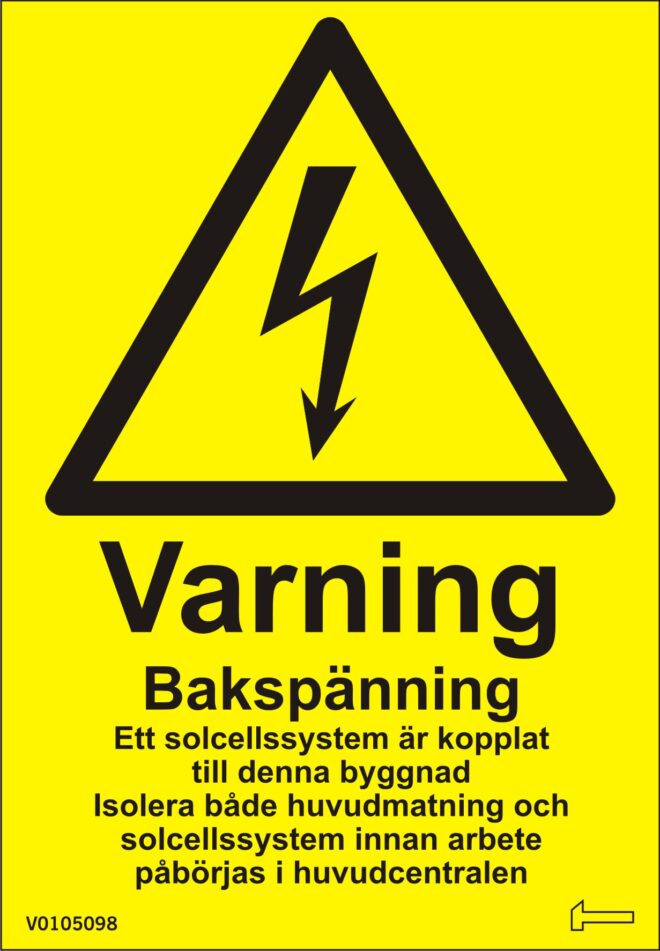 Hammarprodukter - Dekal A8 Varning Bakspänning